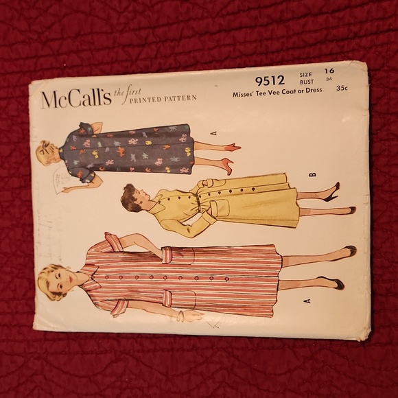 McCall's | Other | Vintage 953 Mccalls Sewing Pattern 9512 Tee Vee Coat ...